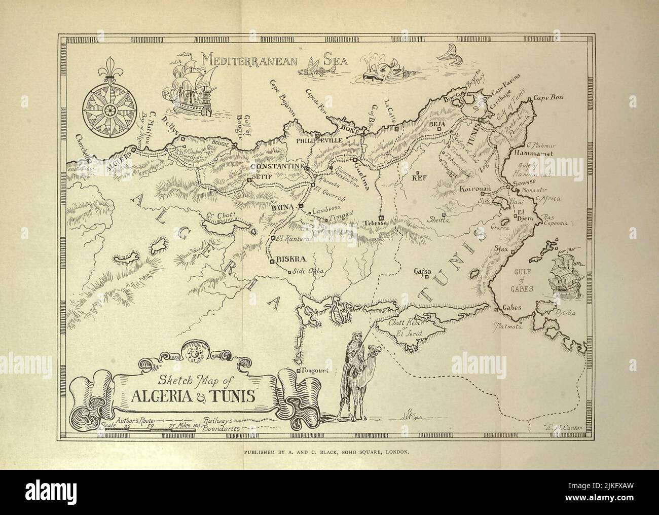 Early 20th Century Map of the Maghreb Northern Africa from the the book ...