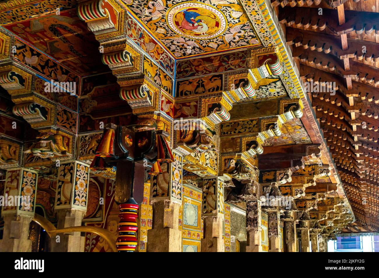 Patterns of buddhist temple in the city of Kandy in Sri Lanka, one of ...