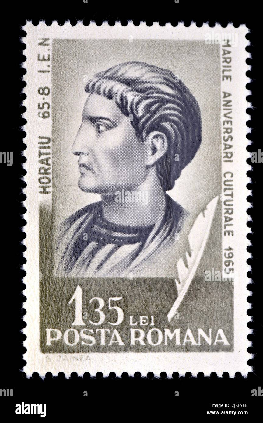 Romanian postage stamp (1965) : Horace (Roman poet Stock Photo - Alamy