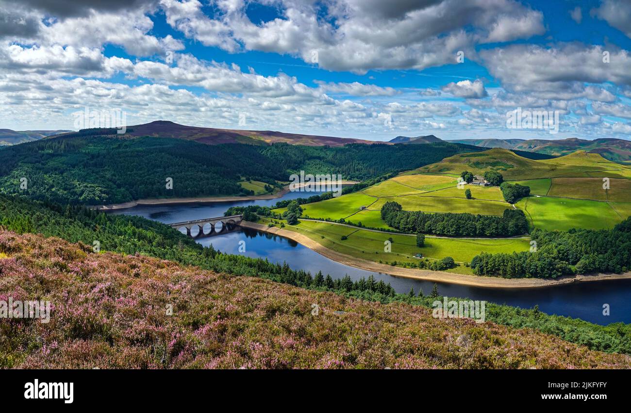 Ladybower reservoir seen from above, from Derwent Edge, Peak District ...