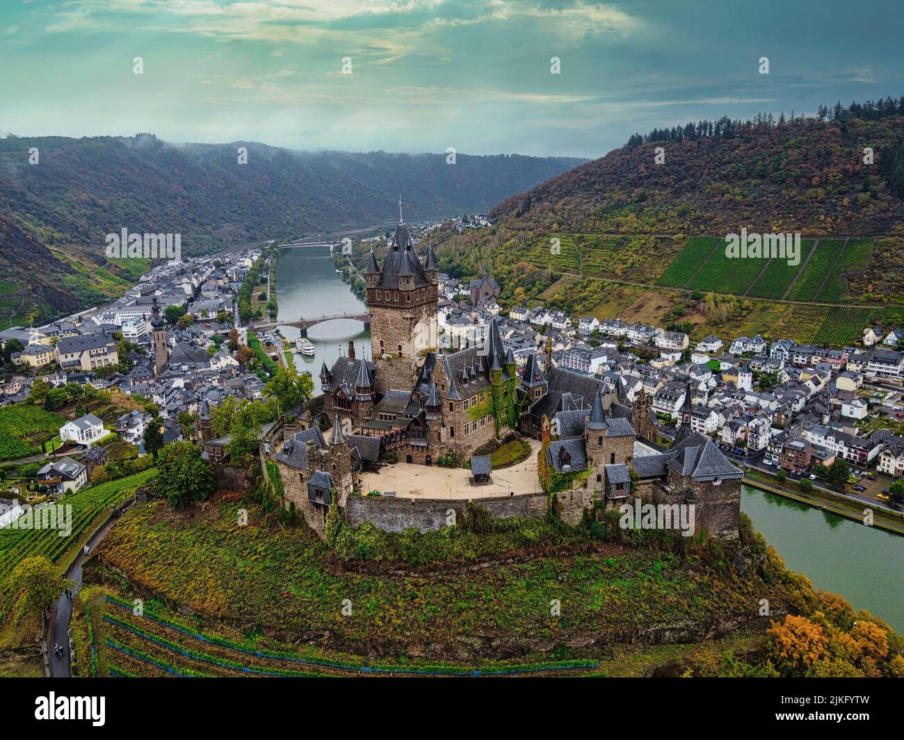 The beautiful aerial view of Cochem Castle. Germany Stock Photo - Alamy