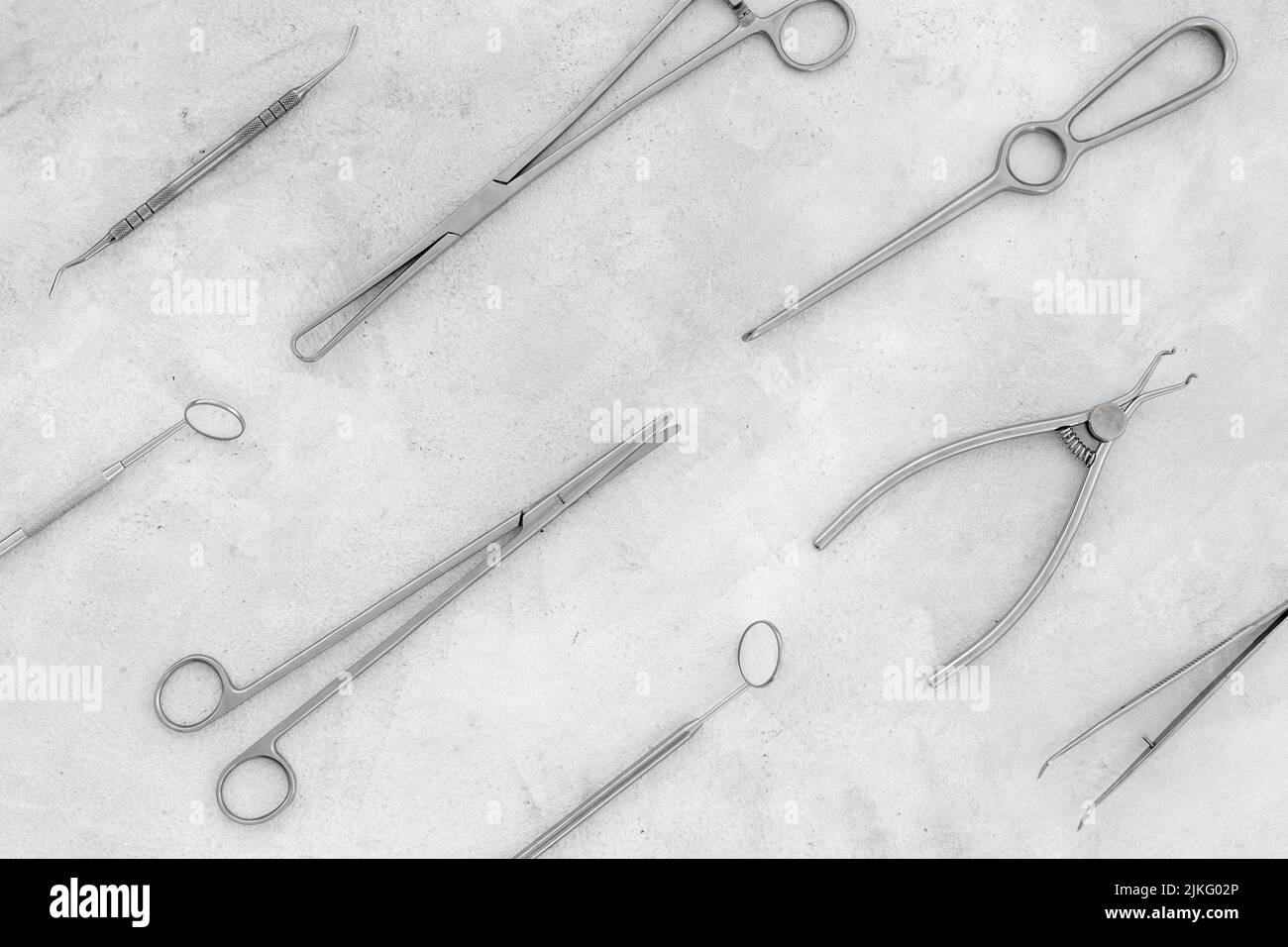 Medical steel equipment tools. Dental or surgical instruments Stock ...