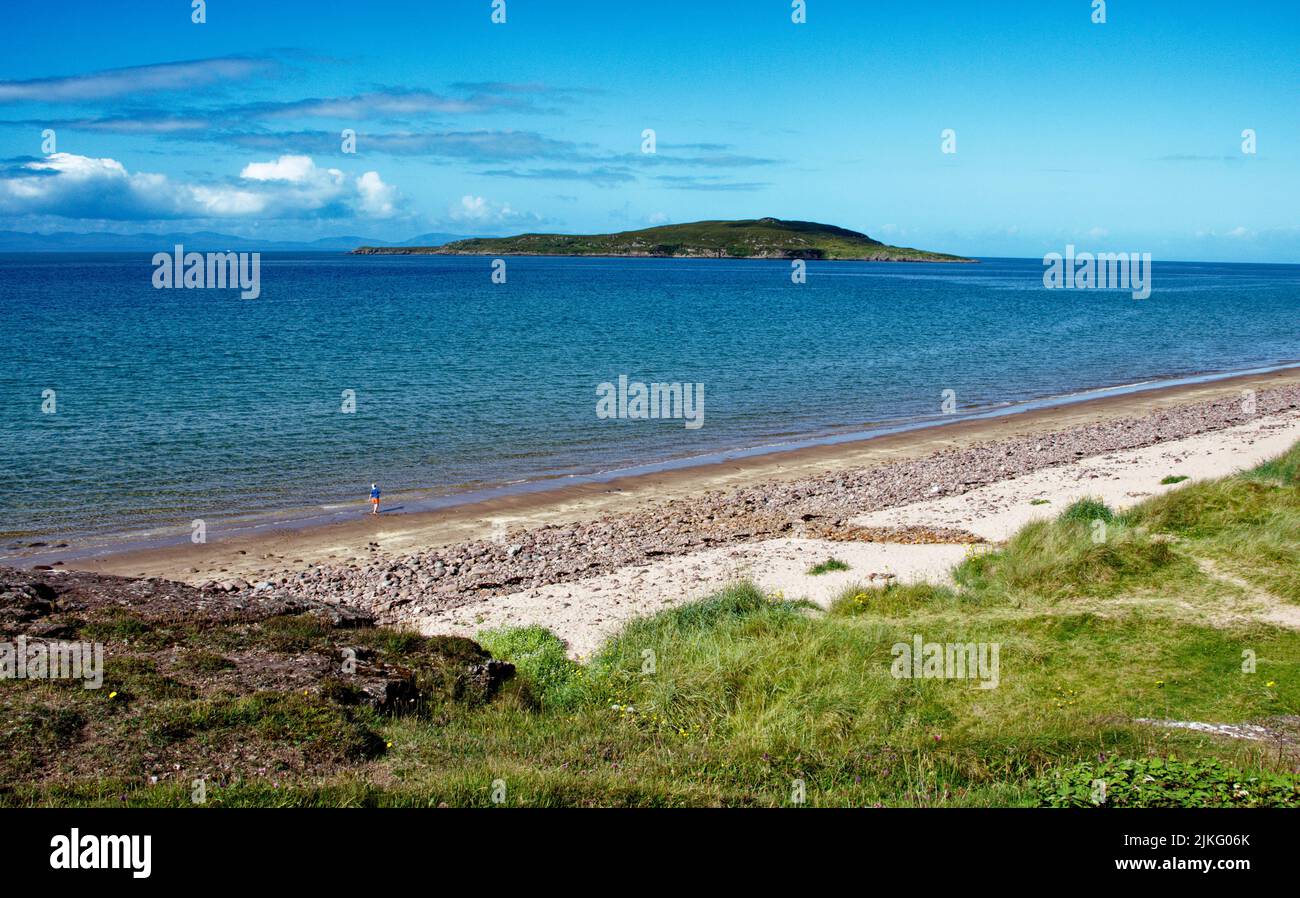 BIG SAND BEACH GAIRLOCH SCOTLAND BEACHCOMBER ON THE SANDY BEACH IN ...