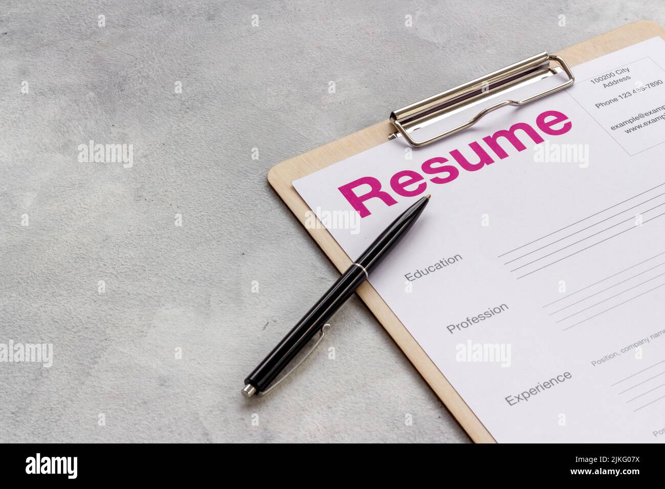 Resume application form on office table. Find new job concept Stock ...