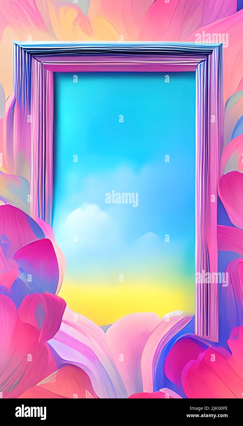 A colorful vertical frame with copy space for postcard design ...