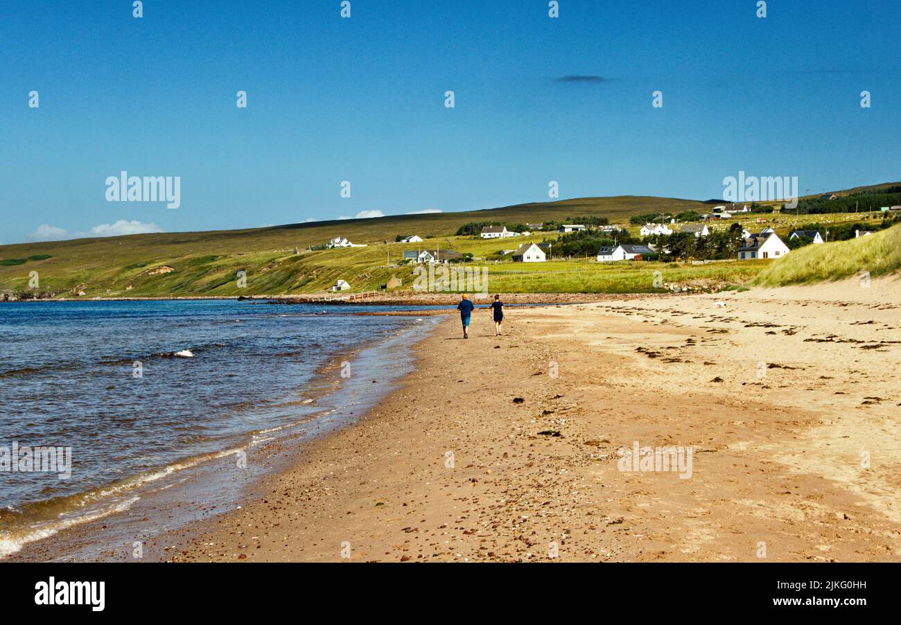 BIG SAND BEACH GAIRLOCH SCOTLAND WALKERS ON THE SANDY BEACH IN SUMMER ...