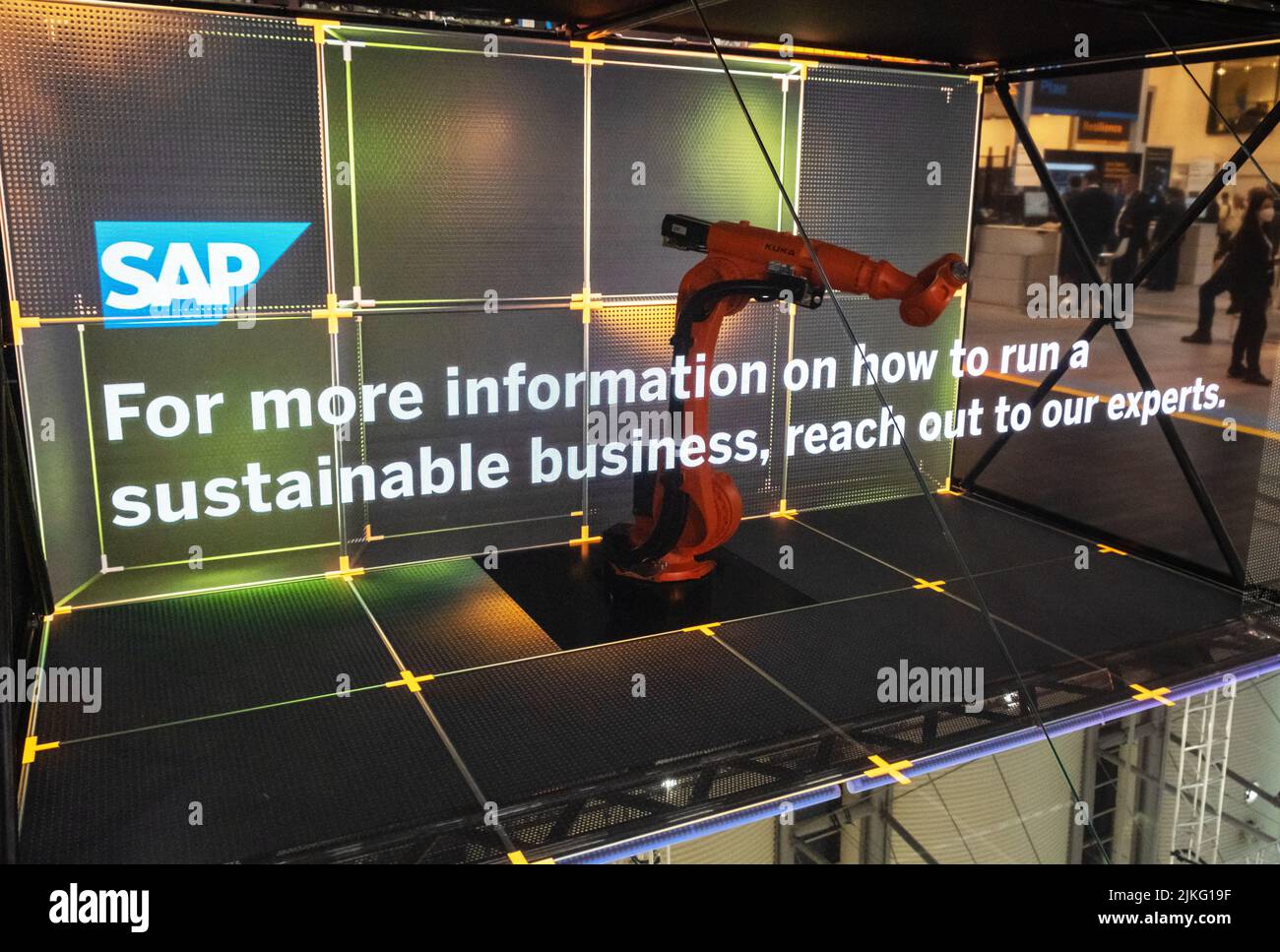 01.06.2022, Germany, Lower Saxony, Hanover - Hannover Fair, SAP logo ...