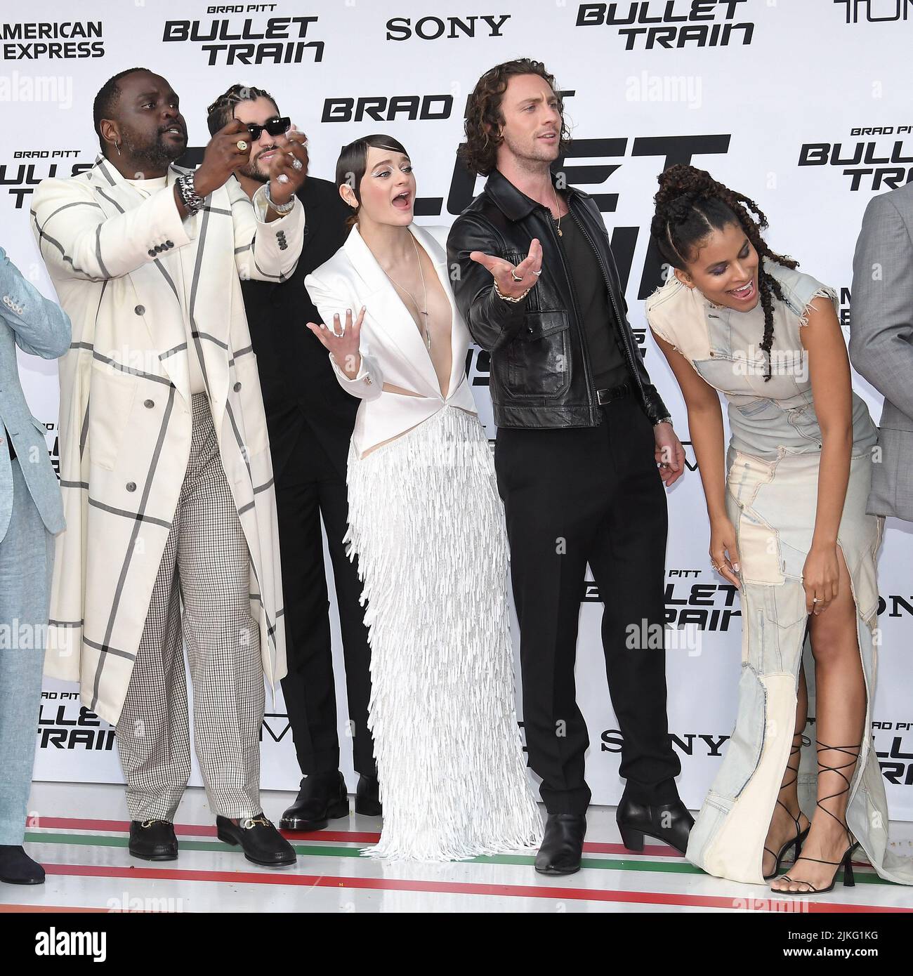 (L-R) Brian Tyree Henry, Bad Bunny, Joey King, Aaron Taylor-Johnson and ...