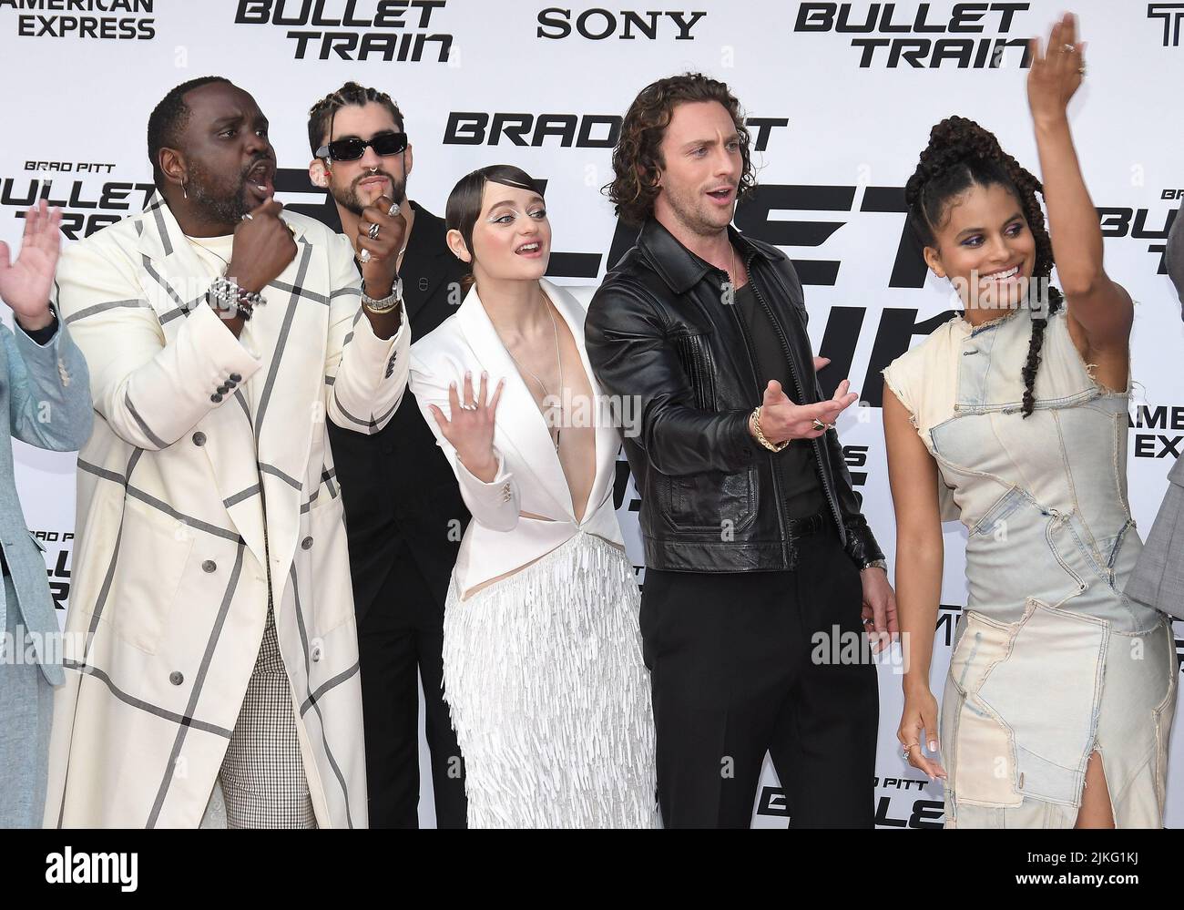 (L-R) Brian Tyree Henry, Bad Bunny, Joey King, Aaron Taylor-Johnson and ...