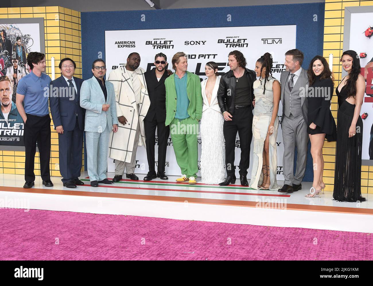 (L-R) BULLET TRAIN Cast - Logan Lerman, Masi Oka, Hiroyuki Sanada ...