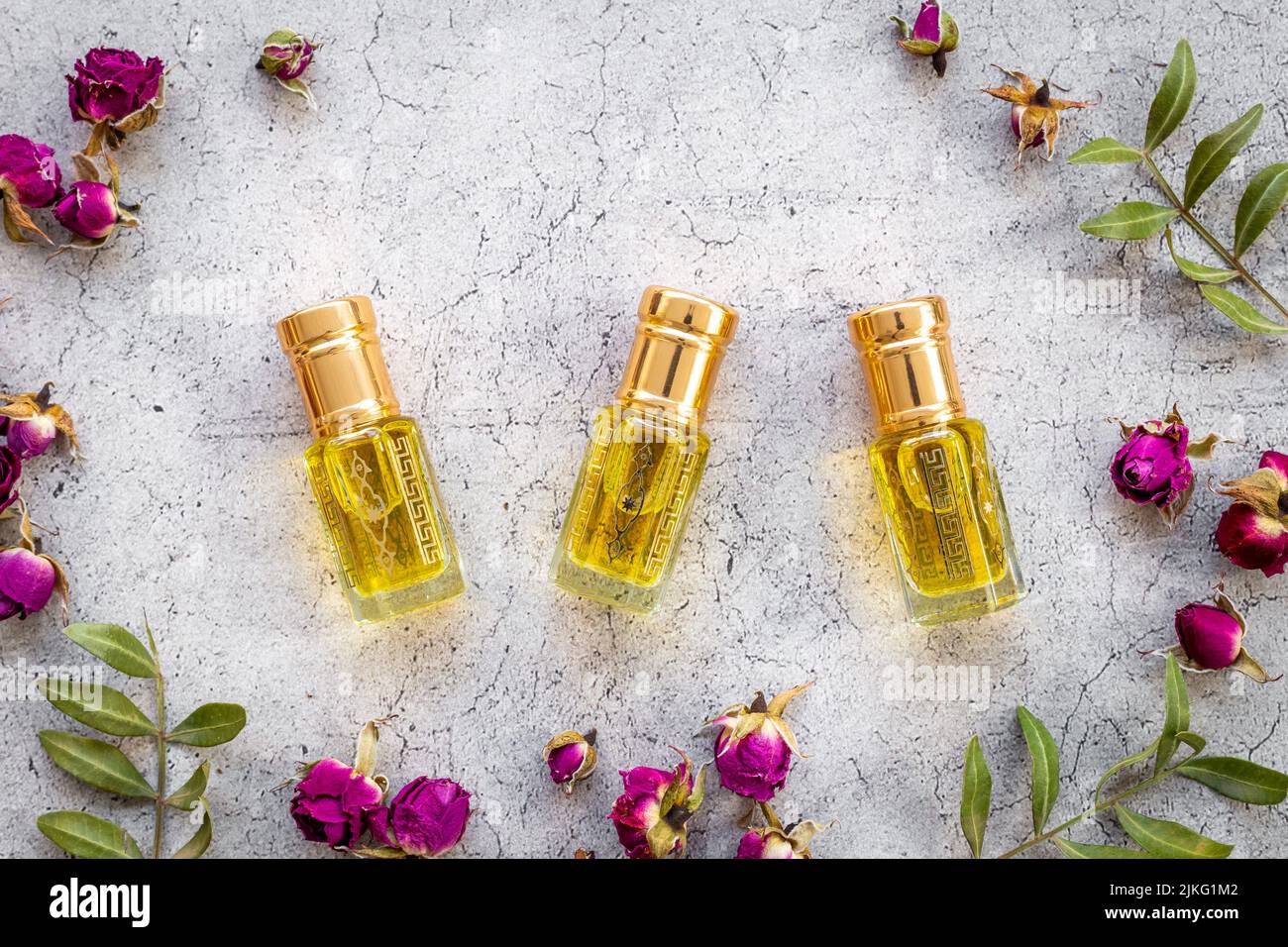 Glass bottles of oil perfume. Traditional Arabian fragrance Stock Photo ...