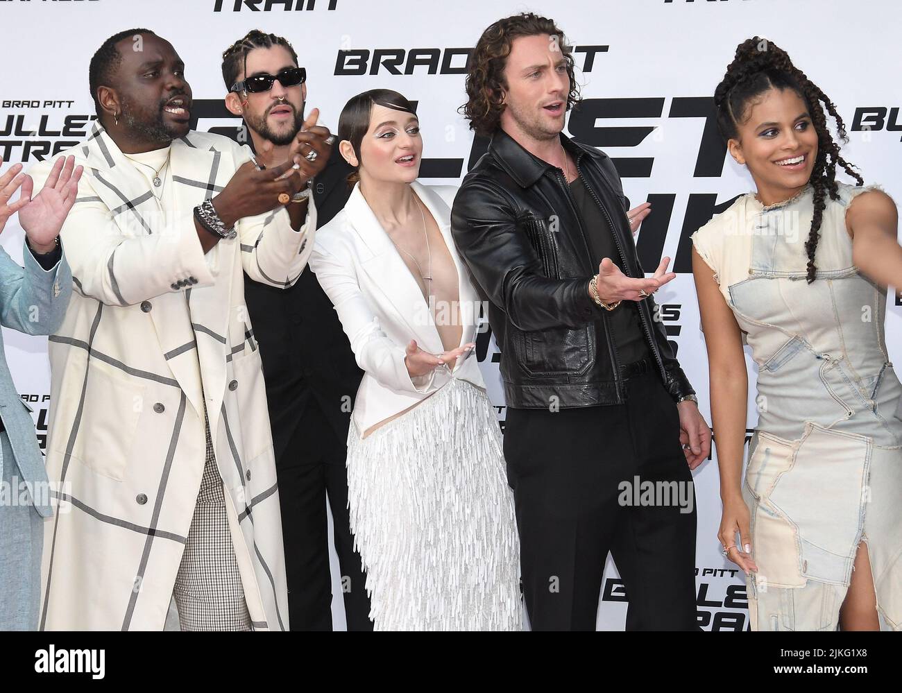 (L-R) Brian Tyree Henry, Bad Bunny, Joey King, Aaron Taylor-Johnson and ...