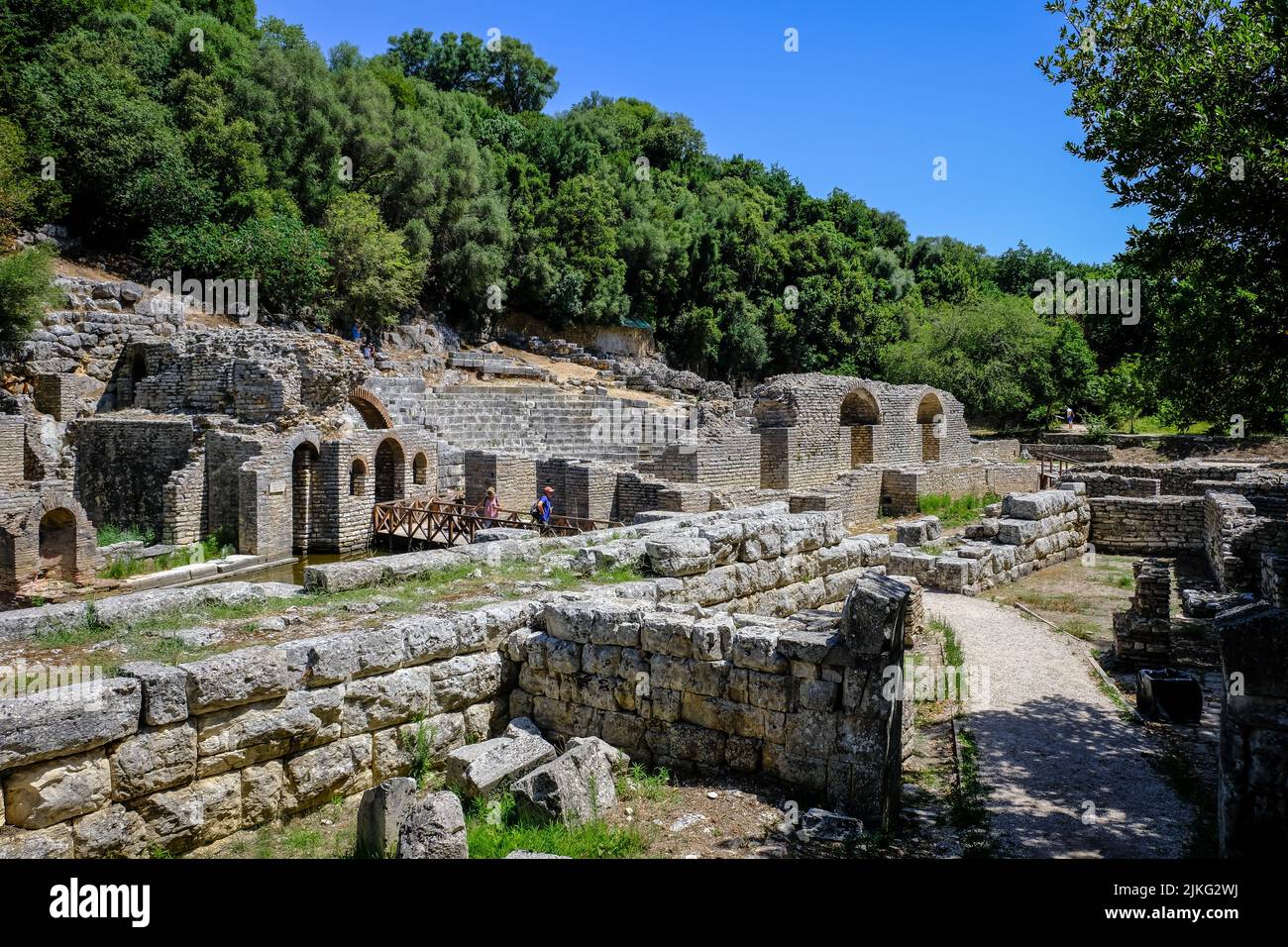 27.06.2022, Albania, Ksamil, Butrint - The amphitheater in ancient ...