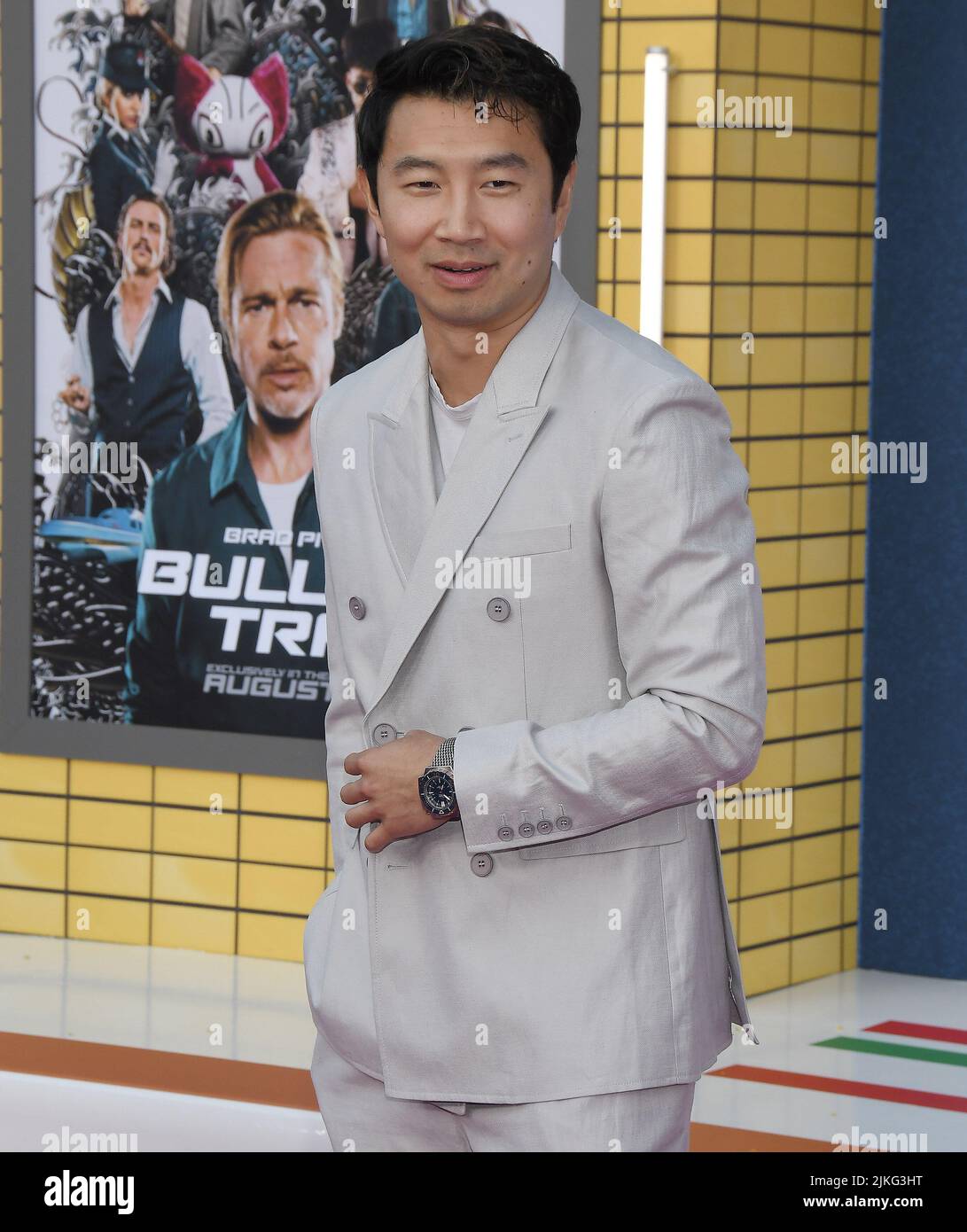 Simu Liu arrives at the BULLET TRAIN Los Angeles Premiere held at the ...