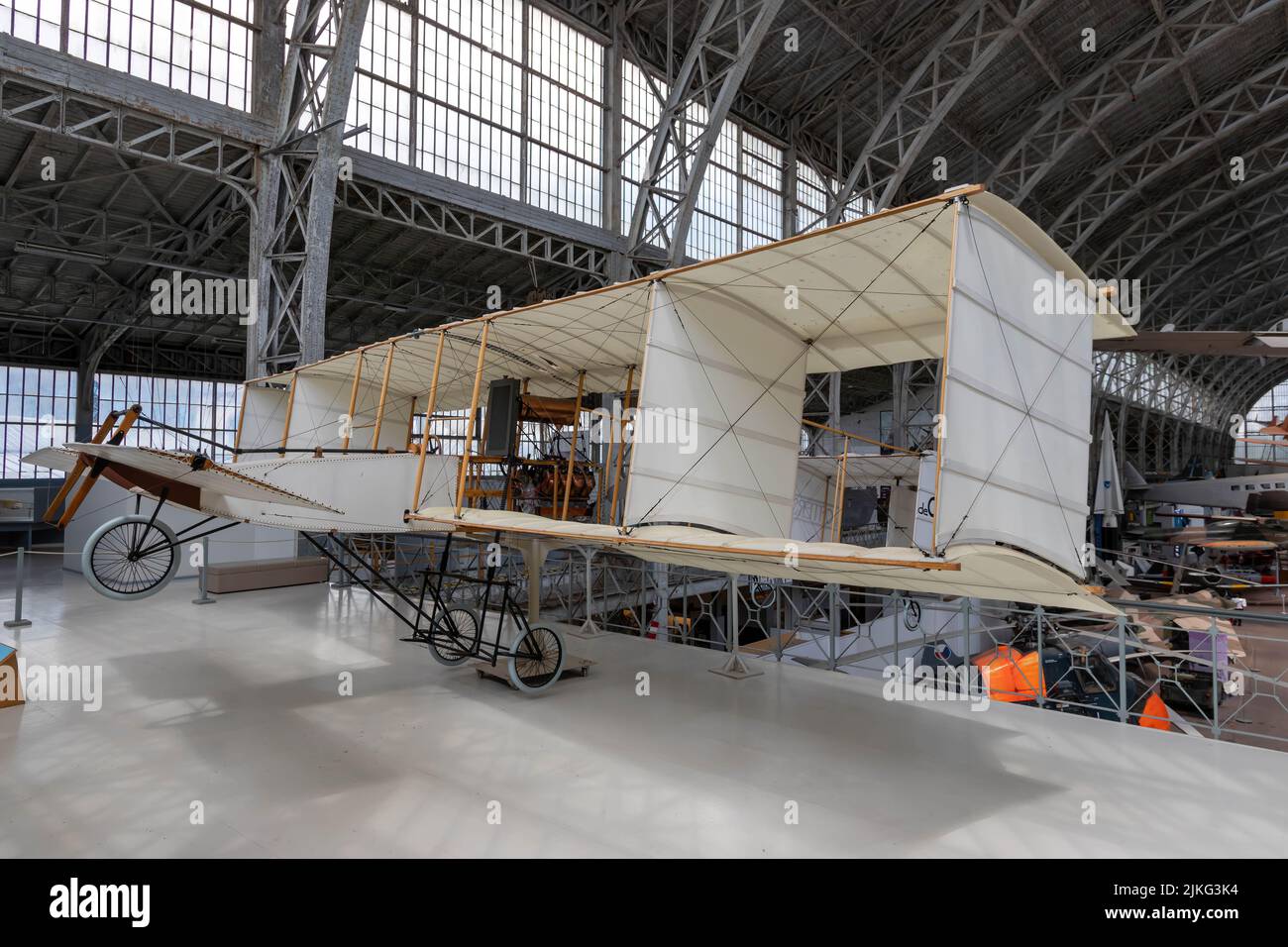 Brussels, Belgium - July 17, 2018: A replica of the Voisin Standard ...