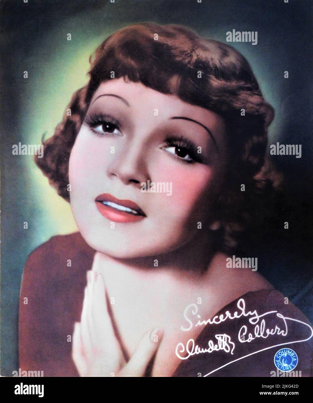 CLAUDETTE COLBERT 1934 / 1935 Portrait Colour Lobby Display publicity ...