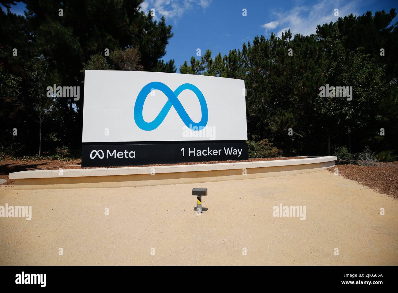 Menlo Park, United States. 01st Aug, 2022. The logo of Meta is set up ...