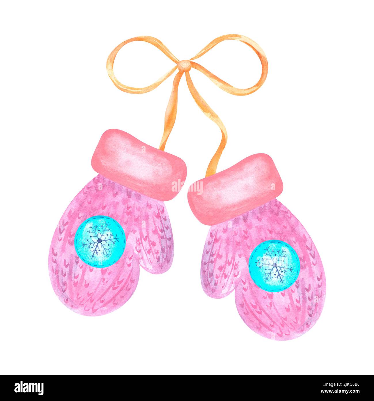 Isolated watercolor illustration of two mittens on a white background ...