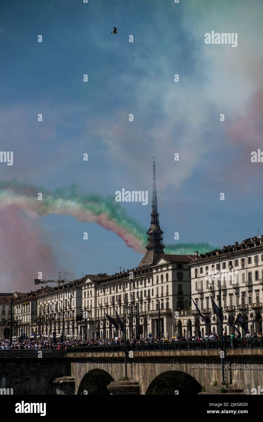 The Frecce Tricolori in the sky of Turin Stock Photo - Alamy