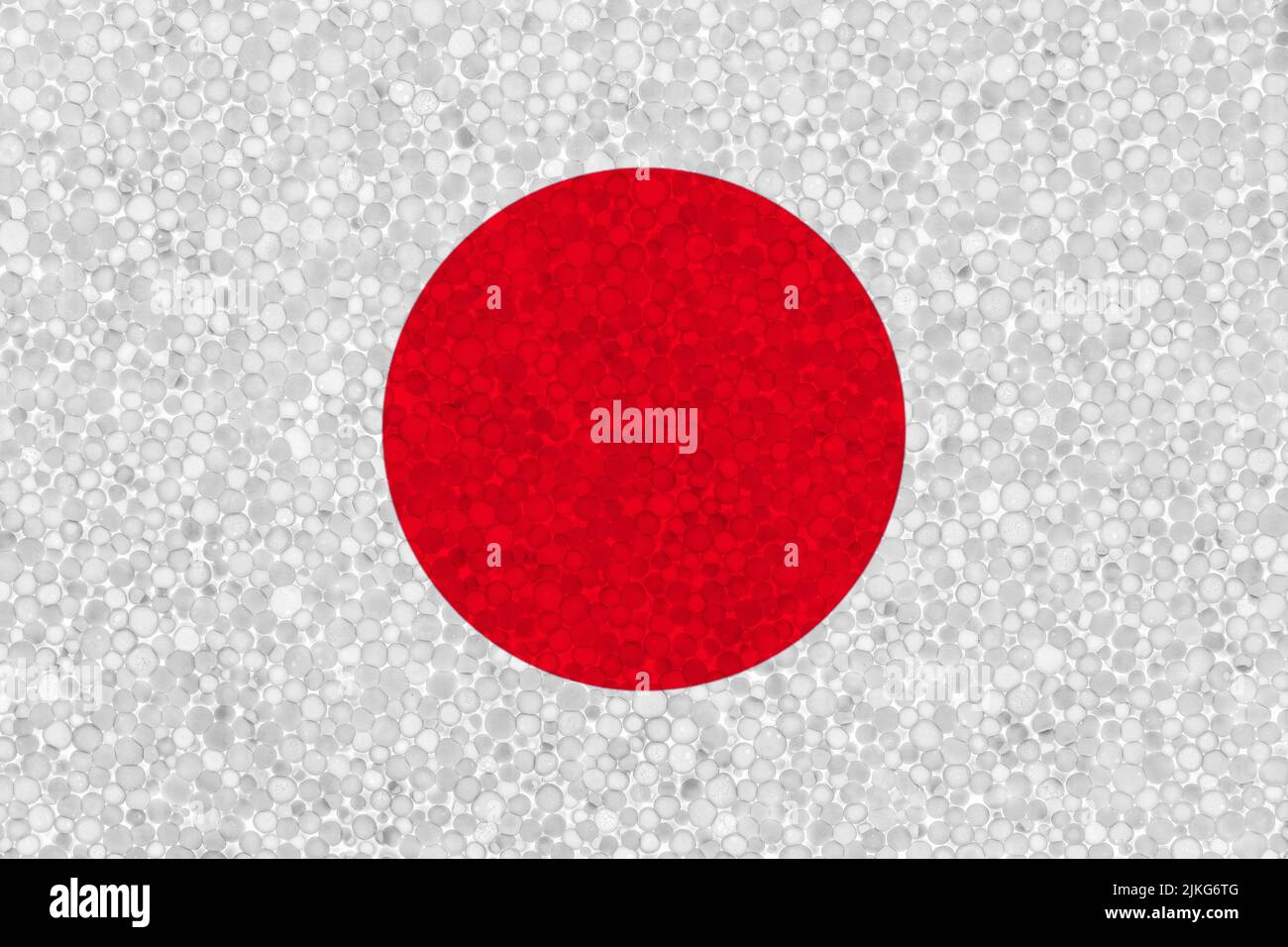 Japan flag on styrofoam texture. national flag painted on the surface ...