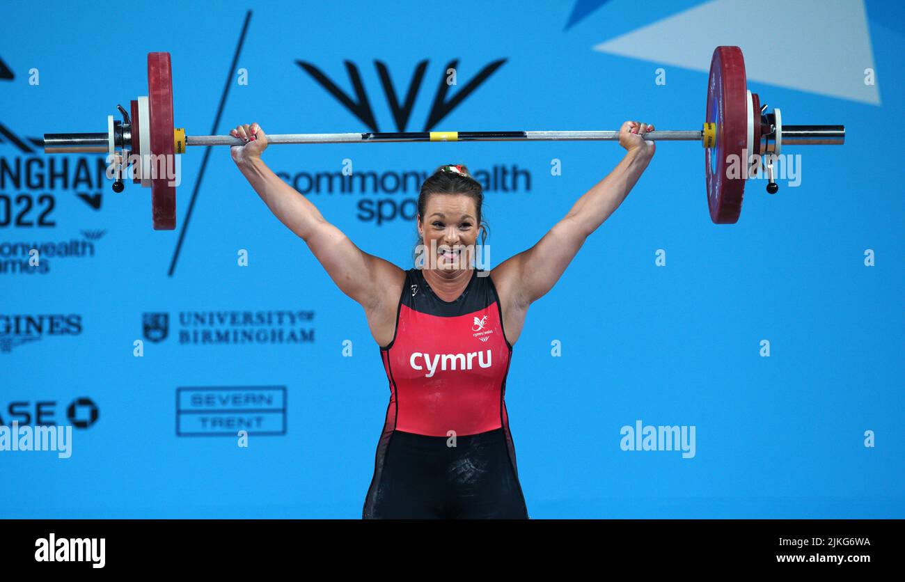 Wales' Amy Salt during the Women's 76kg weightlifting competition at ...