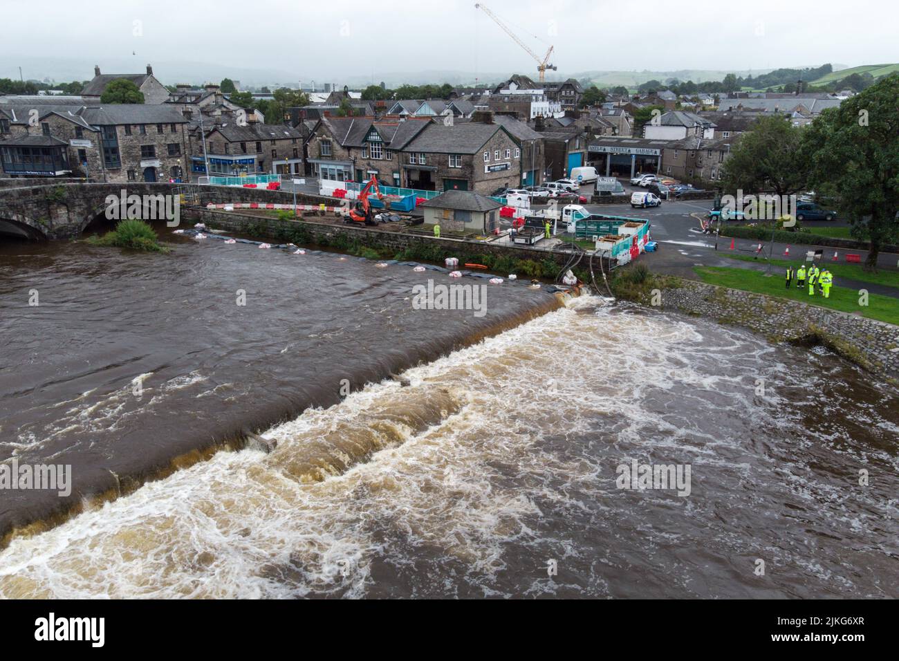 Kendal, Cumbria, England, August 2nd 2022. - River levels have risen to ...