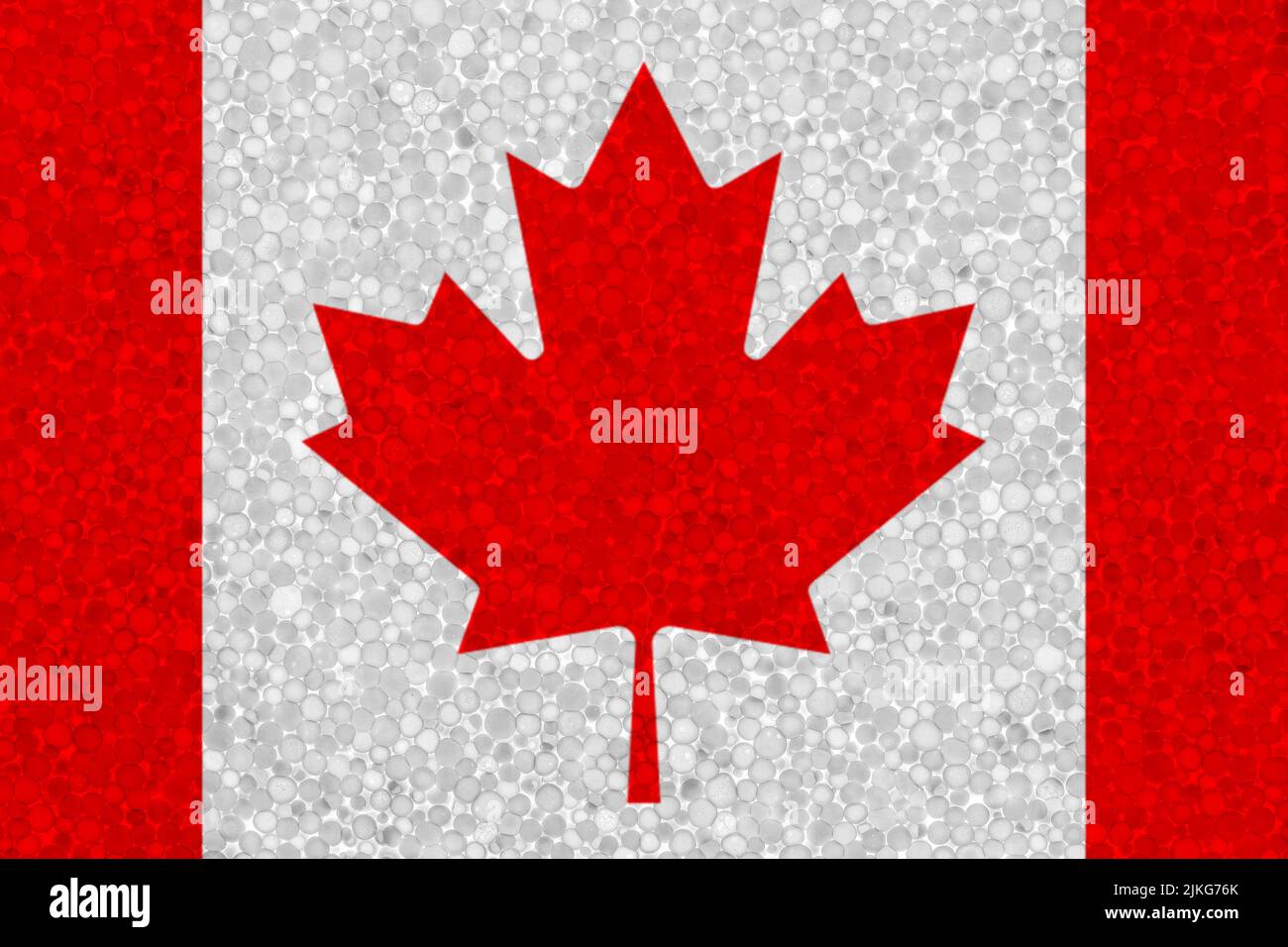 Canada flag on styrofoam texture. national flag painted on the surface ...