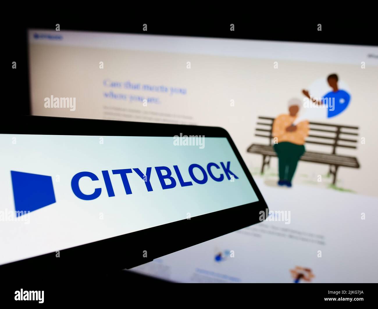 Mobile phone with logo of American healthcare company Cityblock Health ...