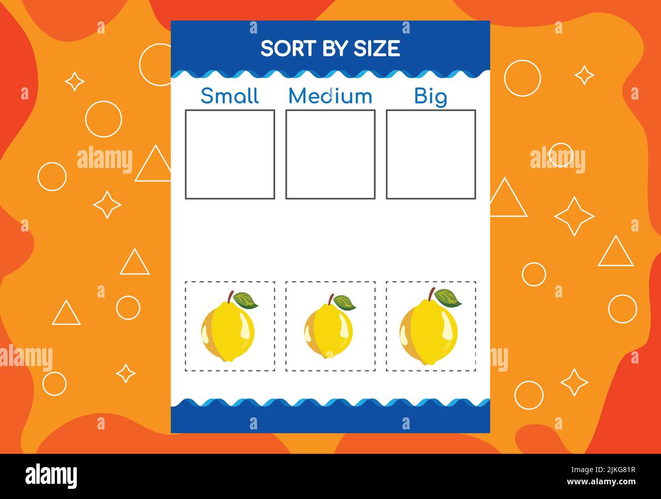 Sort Images By Size With Fruits. Educational Worksheet For Kids Stock ...