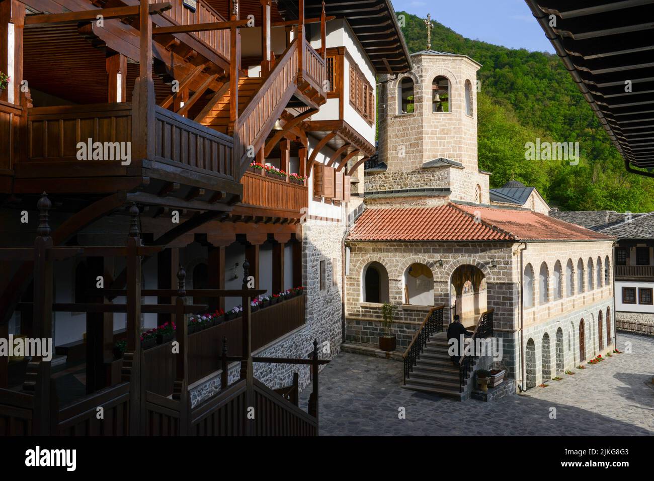 View of St John the Baptist Bigorski monastery on Macedonia Stock Photo ...
