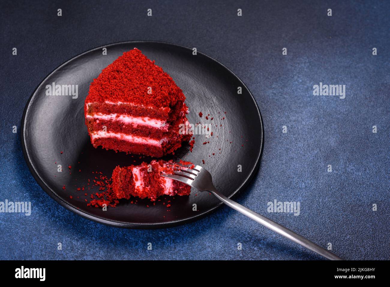 Red velvet cake, classic three layered cake from red butter sponge ...