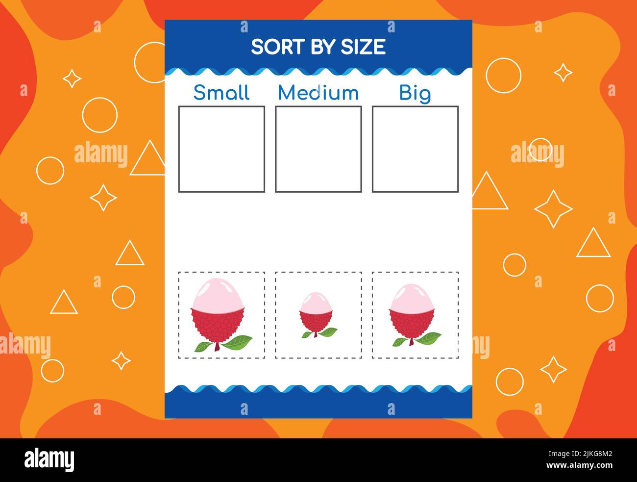 Sort Images By Size With Fruits. Educational Worksheet For Kids Stock ...