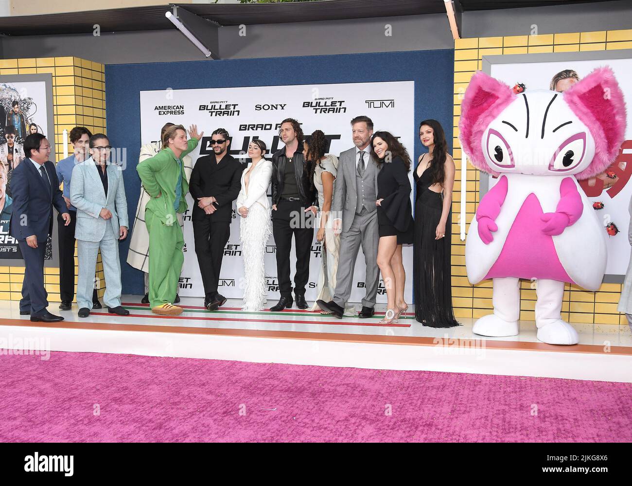 (L-R) BULLET TRAIN Cast - Masi Oka, Logan Lerman, Hiroyuki Sanada ...