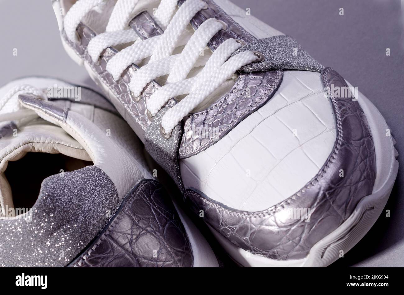 Fashionable snakeskin genuine leather sneakers. Handcrafted Premium ...