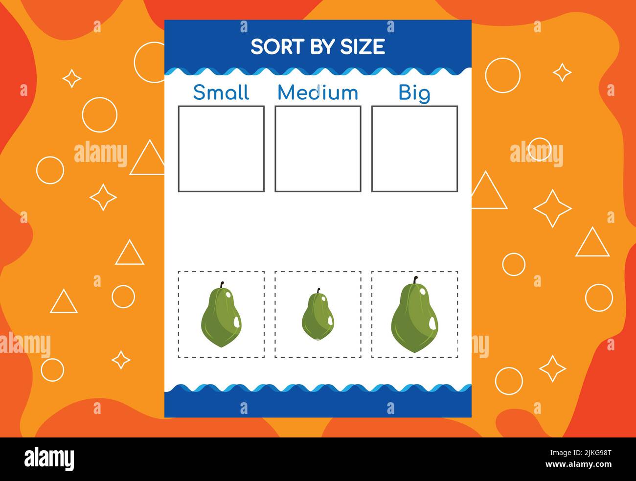 Sort Images By Size With Fruits. Educational Worksheet For Kids Stock ...