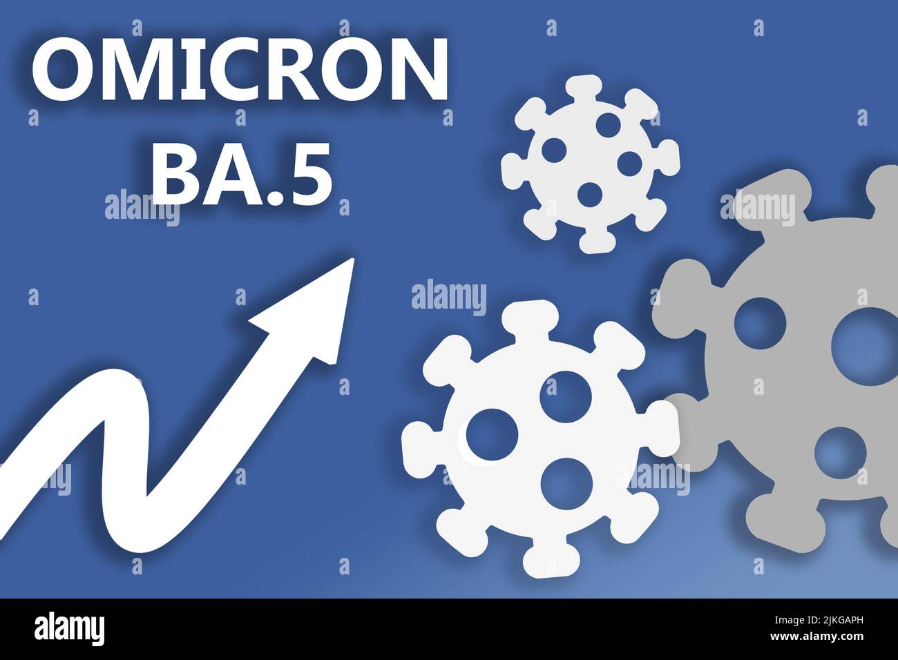 Omicron variant BA.5. The arrow shows a dramatic increase in disease. "Omicron BA.5" text with ...