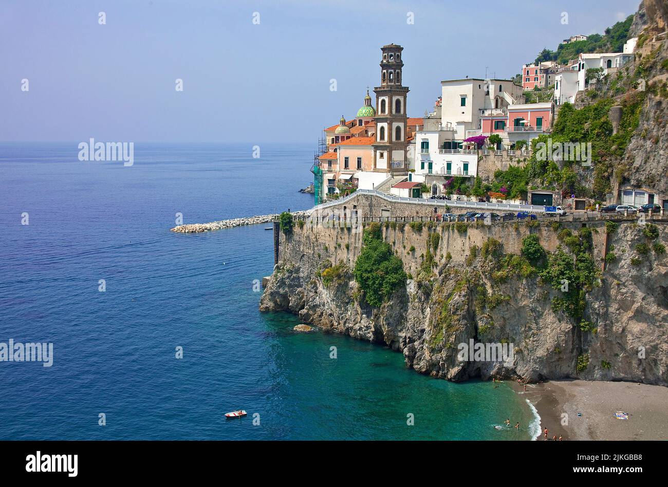 The village Atrani, beach and Church of Saint Mary Magdalene, Amalfi ...