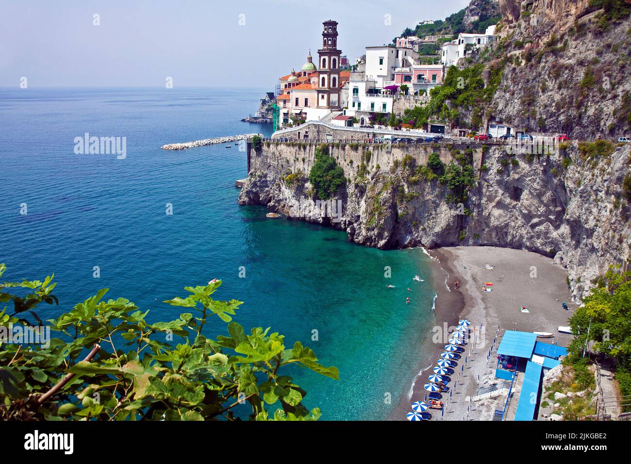 The village Atrani, beach and Church of Saint Mary Magdalene, Amalfi ...