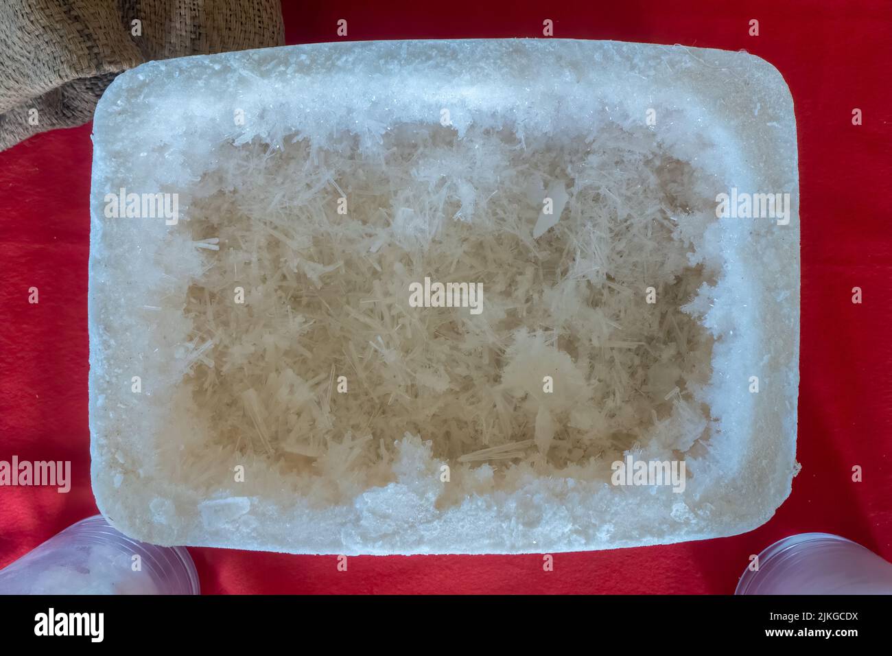 Saltpeter or potassium nitrate crystals on display in the Humberstone ...