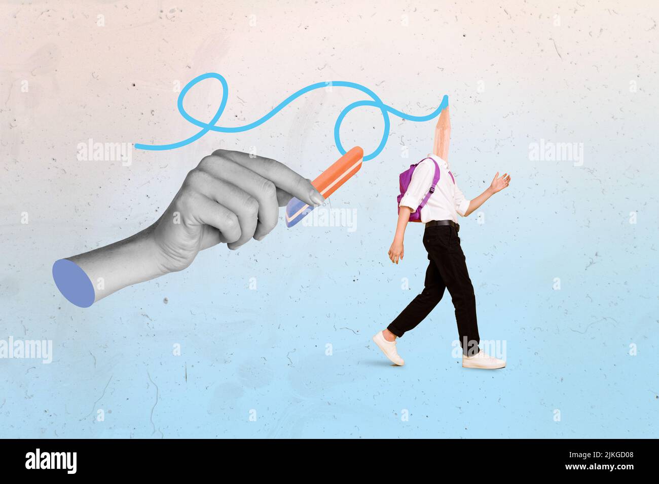 3d retro abstract creative artwork template collage of arm erasing line ...