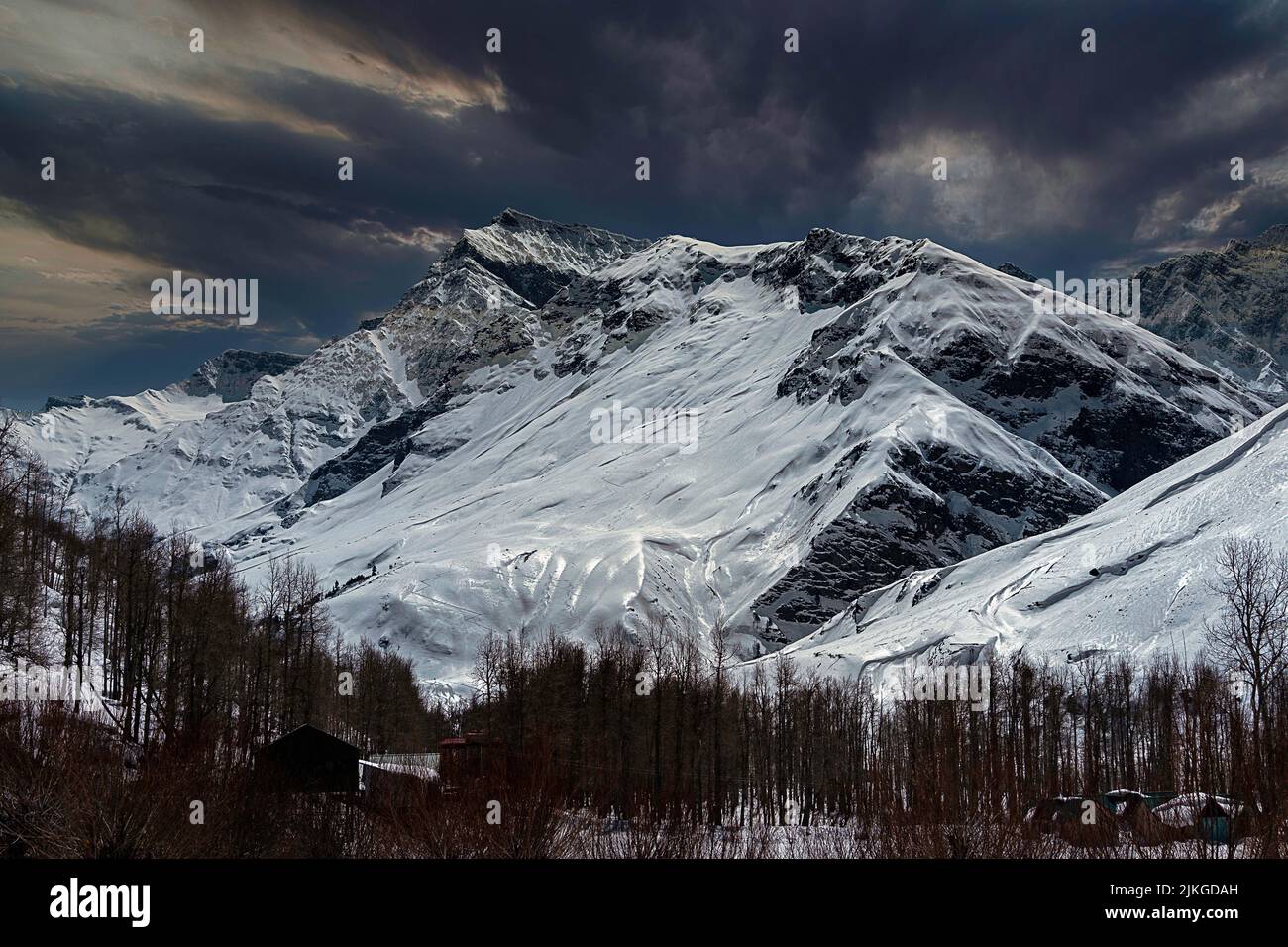 A mesmerizing winter landscape view with beautiful snow-capped ...