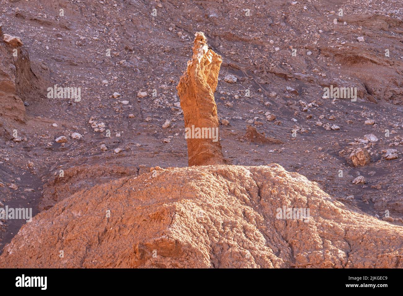 Salt deposits on siltstone rock formations in the Valley of the Moon or ...