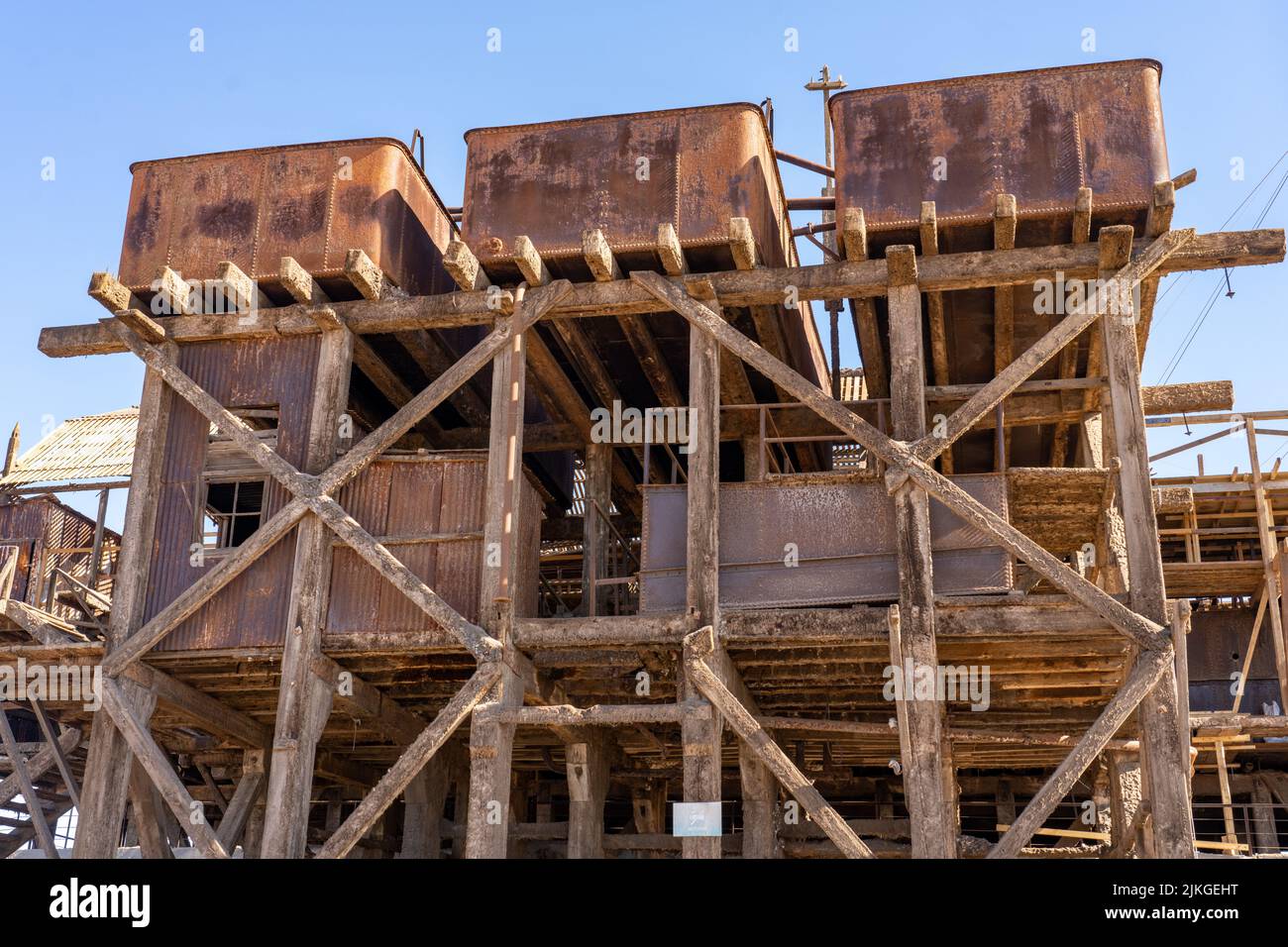 Leaching vats at the Salitrera Santa Laura saltpeter or nitrate ...