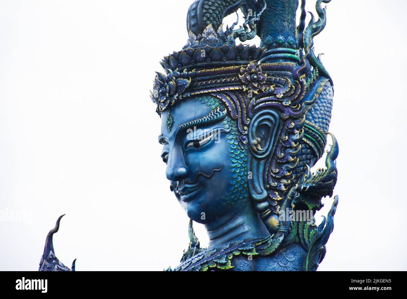 Wat Rong Seur Ten or artistic blue temple for thai people foreign ...