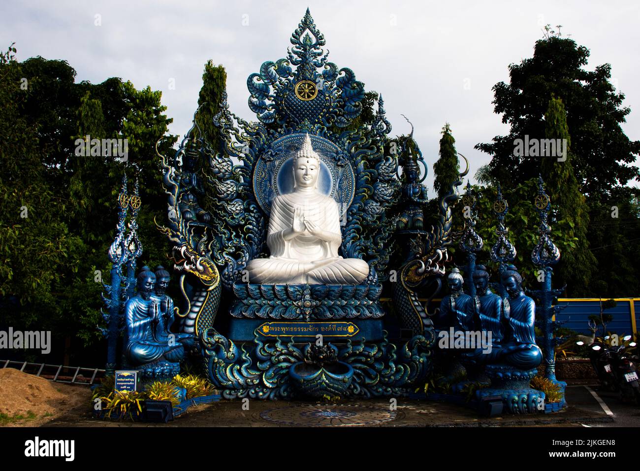 Wat Rong Seur Ten or artistic blue temple for thai people foreign ...