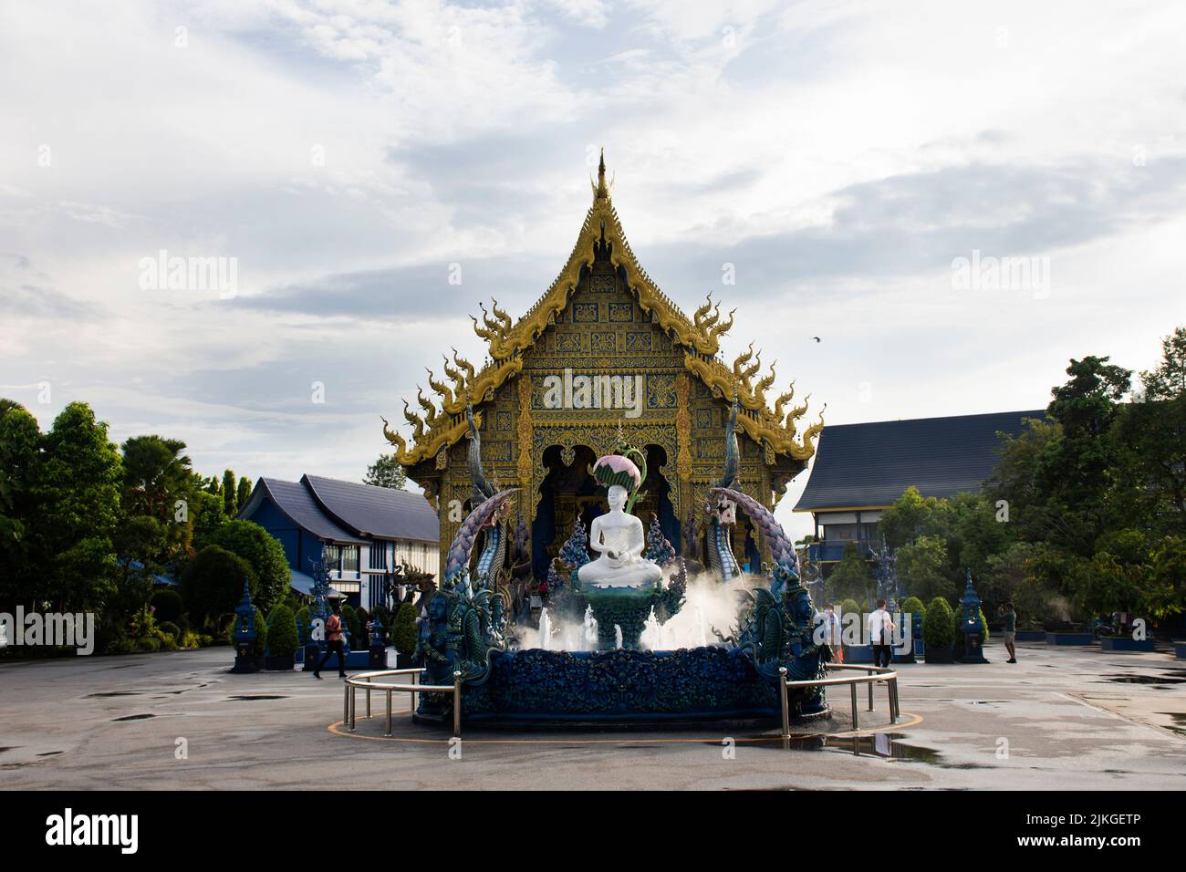 Wat Rong Seur Ten or artistic blue temple for thai people foreign ...