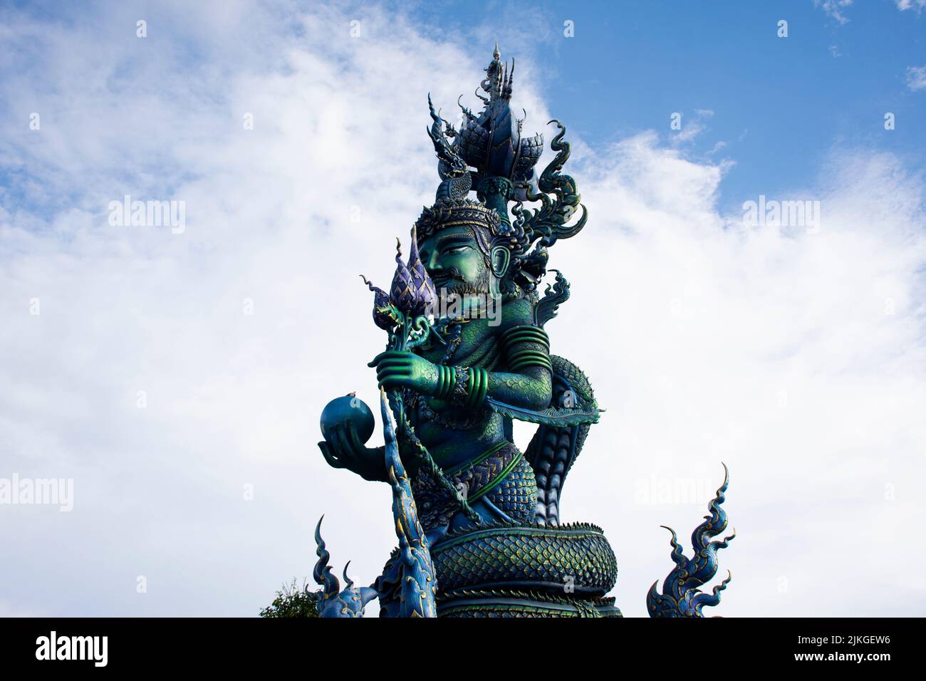 Wat Rong Seur Ten or artistic blue temple for thai people foreign ...