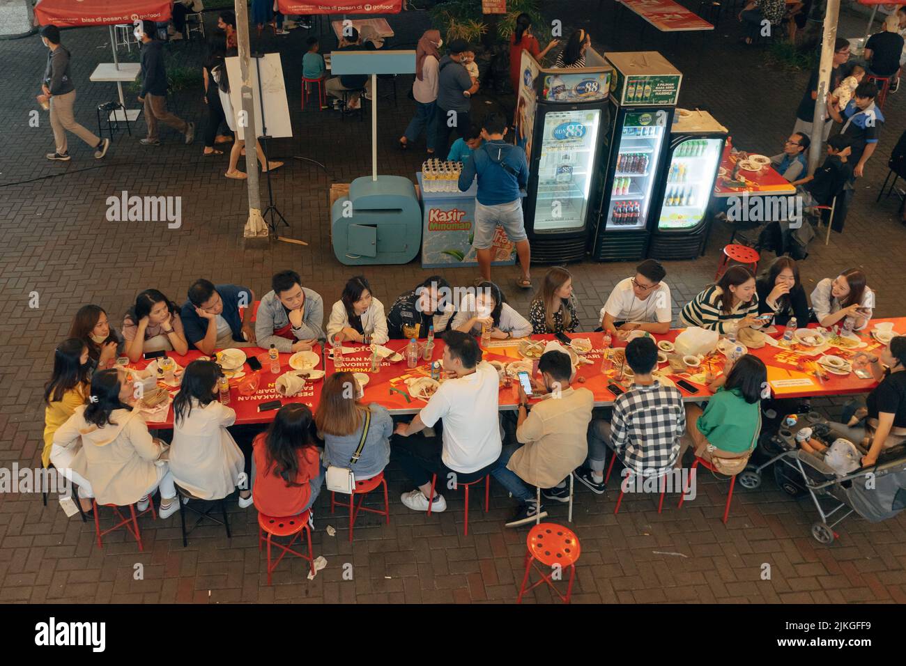 Residents enjoy dinner at Sudirman Street food center in Bandung ...