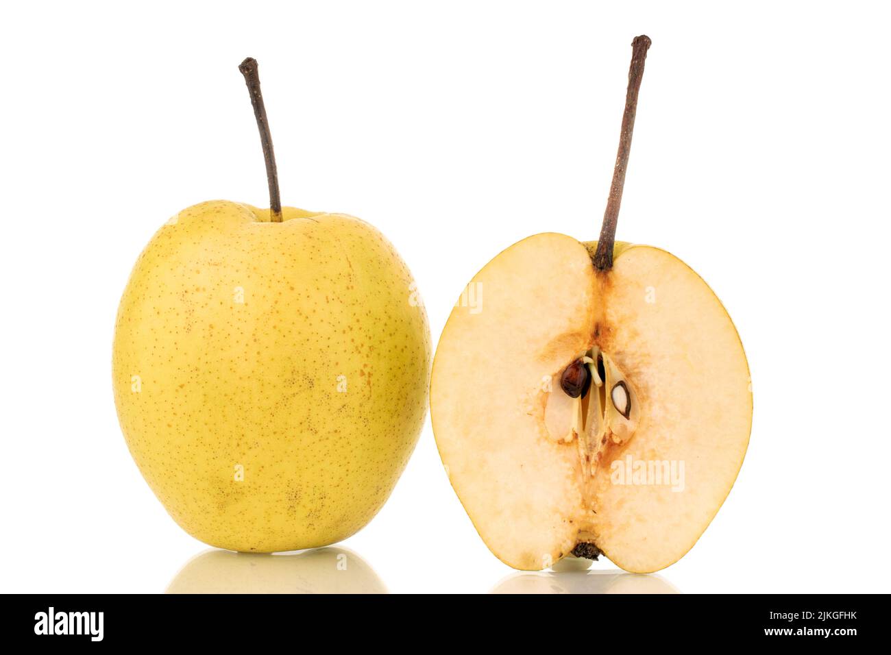 Whole half yellow pear Cut Out Stock Images & Pictures - Alamy