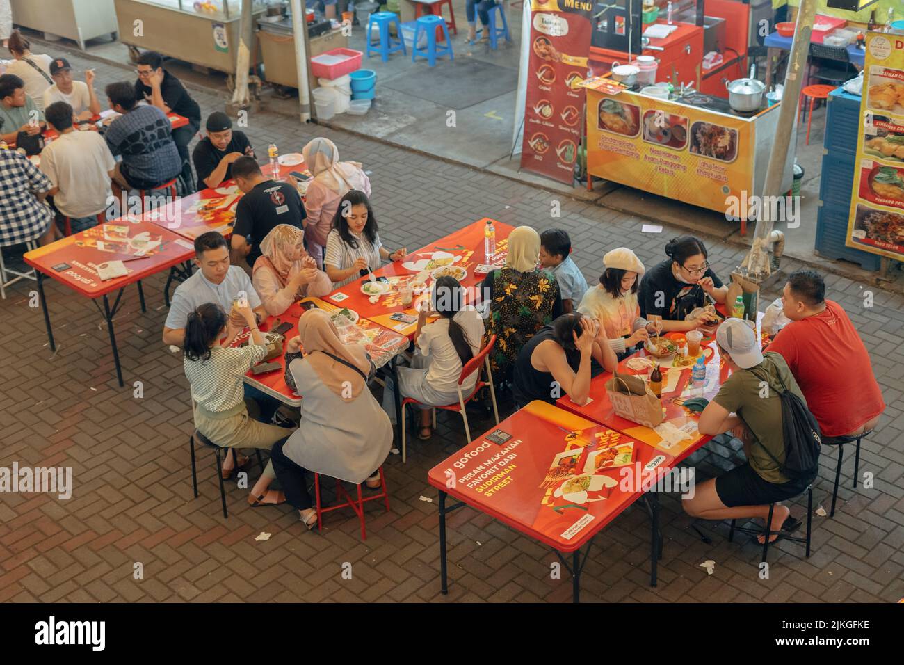 Residents enjoy dinner at Sudirman Street food center in Bandung ...